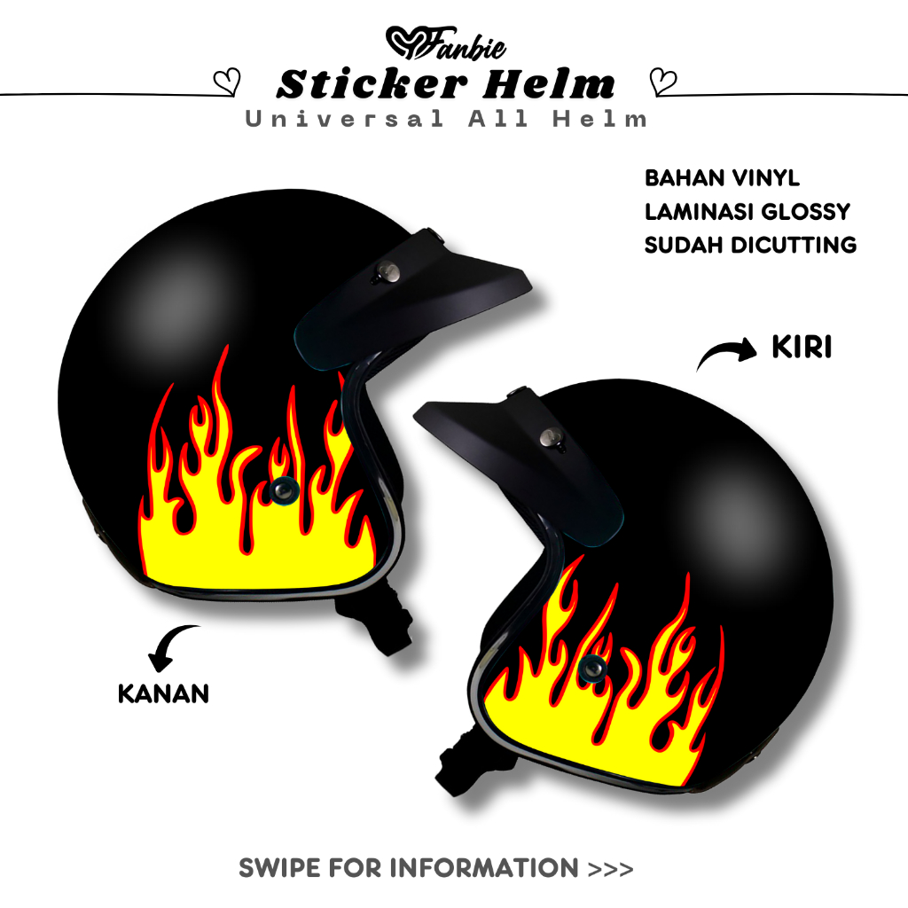 Jual STIKER HELM BOGO STRIPING UNIVERSAL FULL SET MOTIF FIRE HAGA API ...