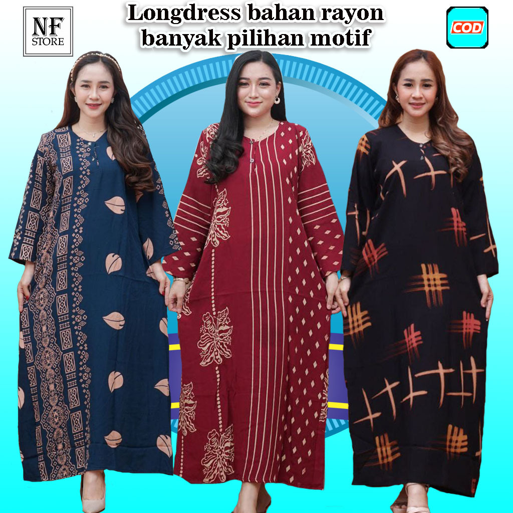 Jual Daster Long Dress Lengan Panjang / Pendek. Kancing Depan / Non ...