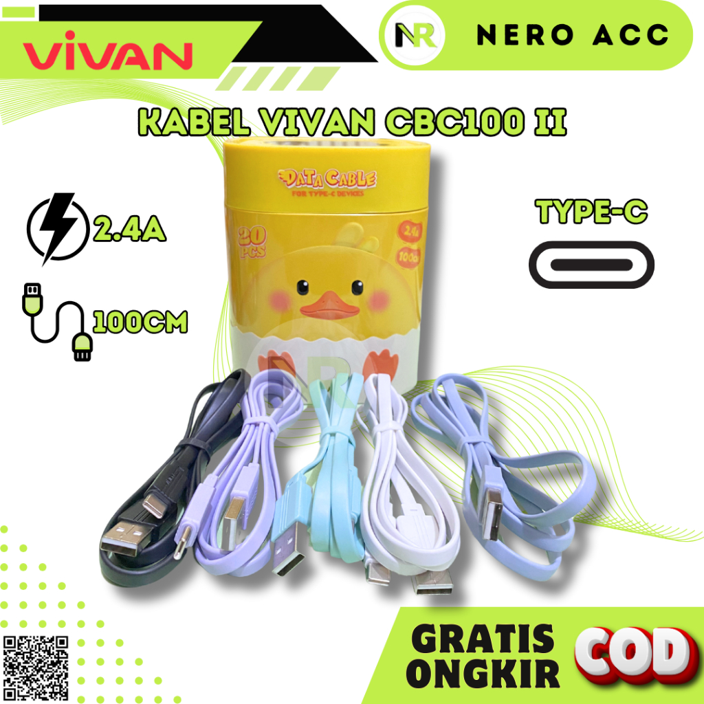 Jual Kabel Data Cas Type-C Vivan CBC100 II 2.4A / CTC100s 3A / Robot ...