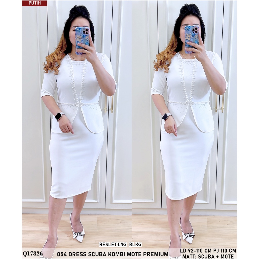 Jual 054 / 055 / 059 LONG DRESS DAN DRESS SCUBA KOMBINASI MOTE PREMIUM Q17829 | Shopee Indonesia