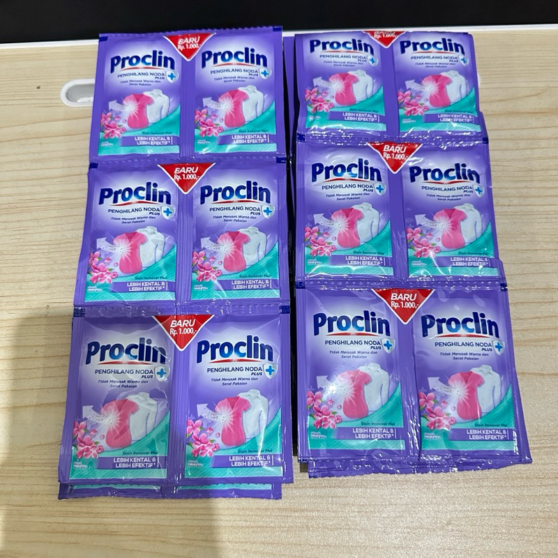 Jual Proclin Penghilang Noda Renceng Isi 24 Sachet 25 ml Kemasan 1000 ...
