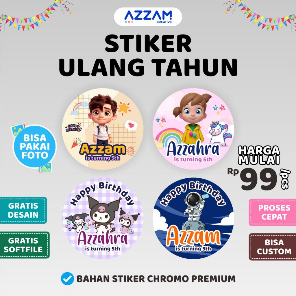 Jual STIKER ULANG TAHUN / STIKER BIRTHDAY / STICKER / STIKER / STICKER ...