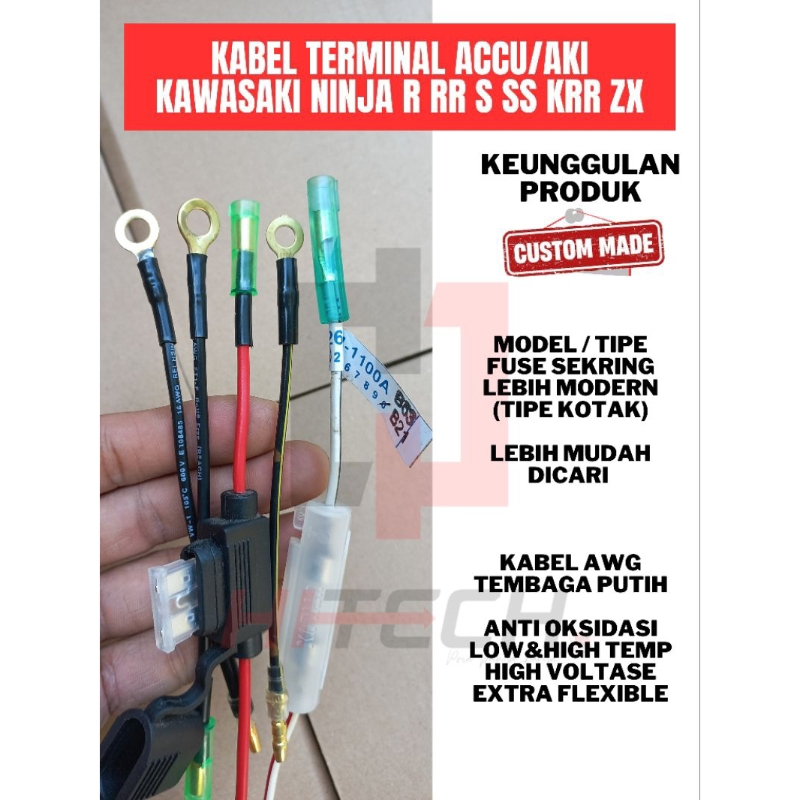Jual KABEL ACCU KABEL AKI NINJA R RR ZX KRR SUPER KIPS CUSTOM FUSE ...