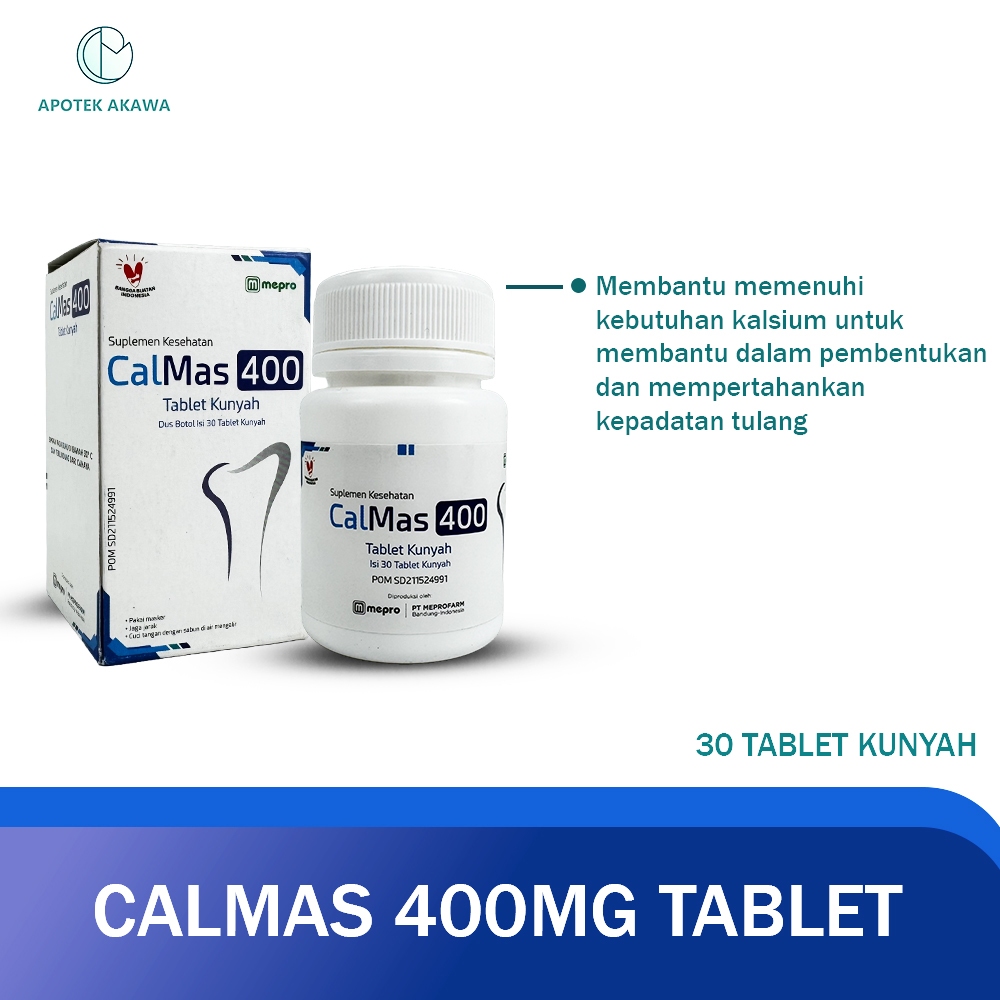 Jual CALMAS 400 MG TABLET KUNYAH / SUPLEMEN KESEHATAN TULANG / APOTEK ...