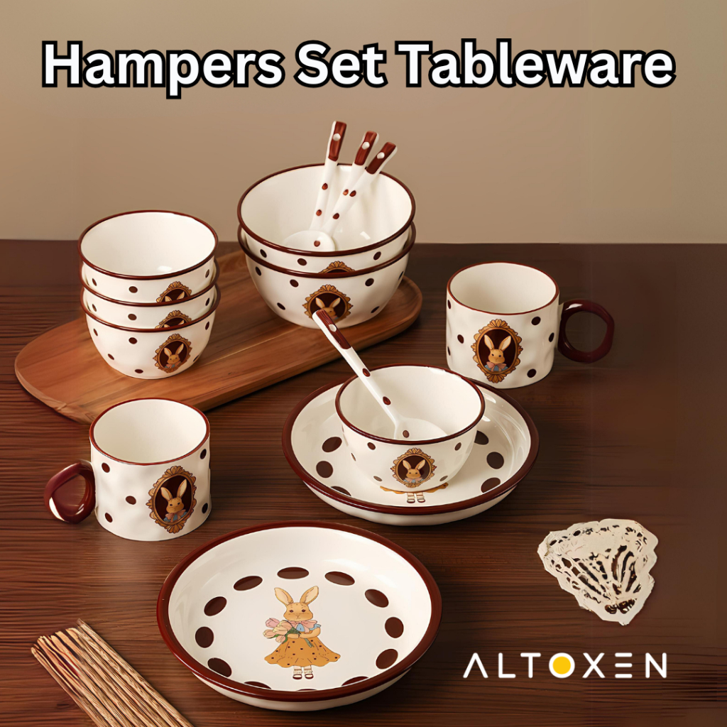 Jual Hampers Set Tableware Piring Aesthetic Retro Rabbit Gift Set Plate ...