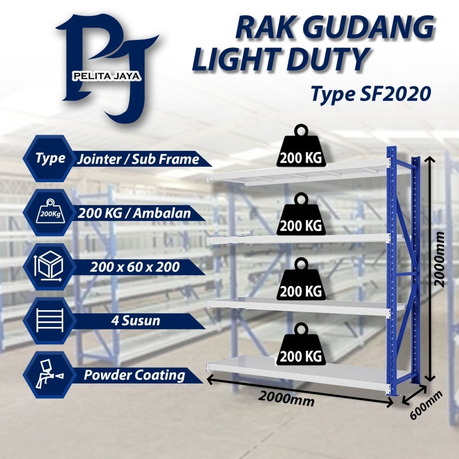 Jual Rak Besi Gudang 4 susun 2 meter 200 kg rack gudang | Shopee Indonesia