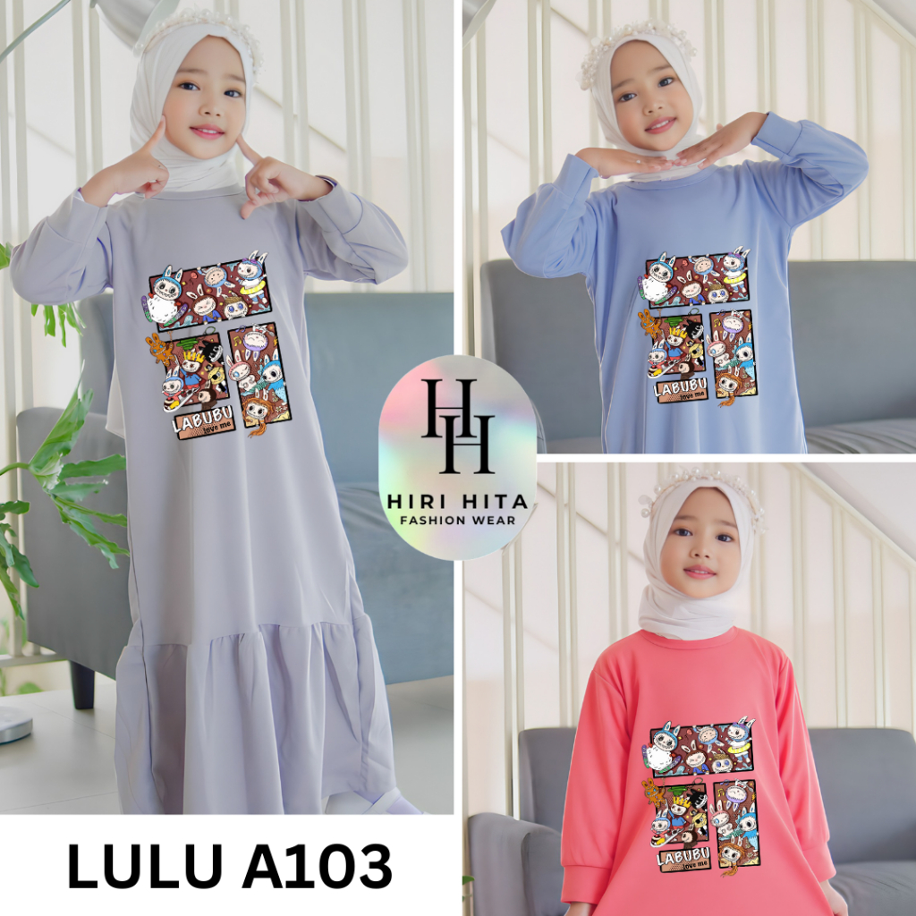 Jual Hirihita A103 Baju Gamis Lulu Anak Perempuan Monster Labu Labu ...