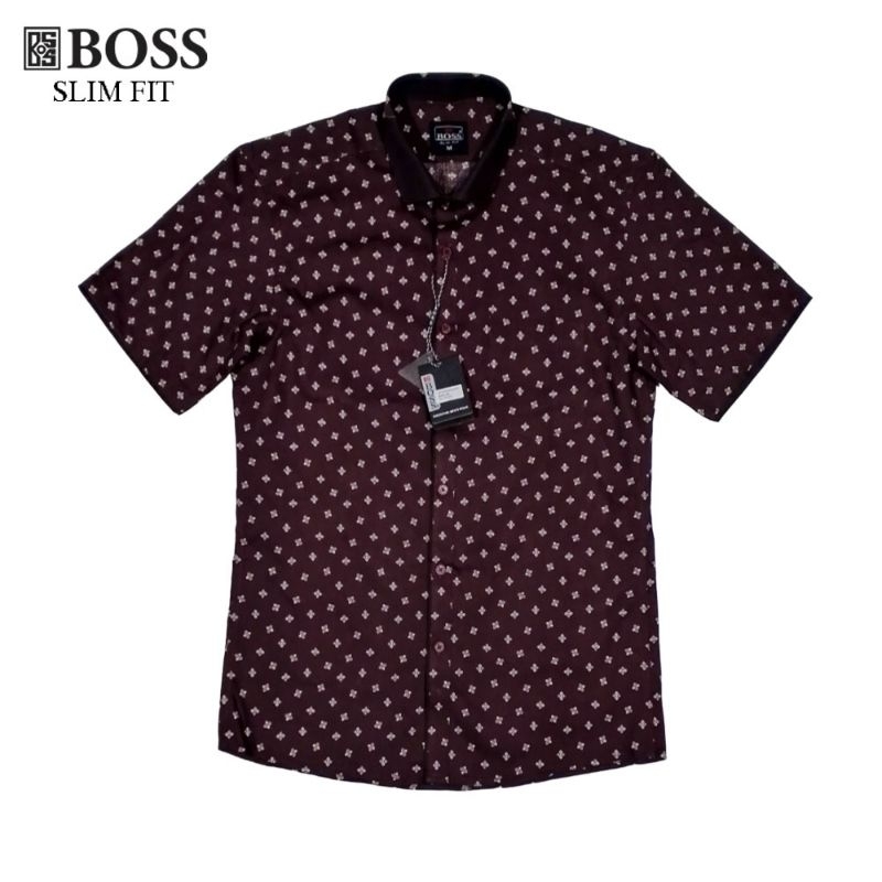 Jual KEMEJA TANGAN PENDEK SLIMFIT BOSS 1252 | Shopee Indonesia