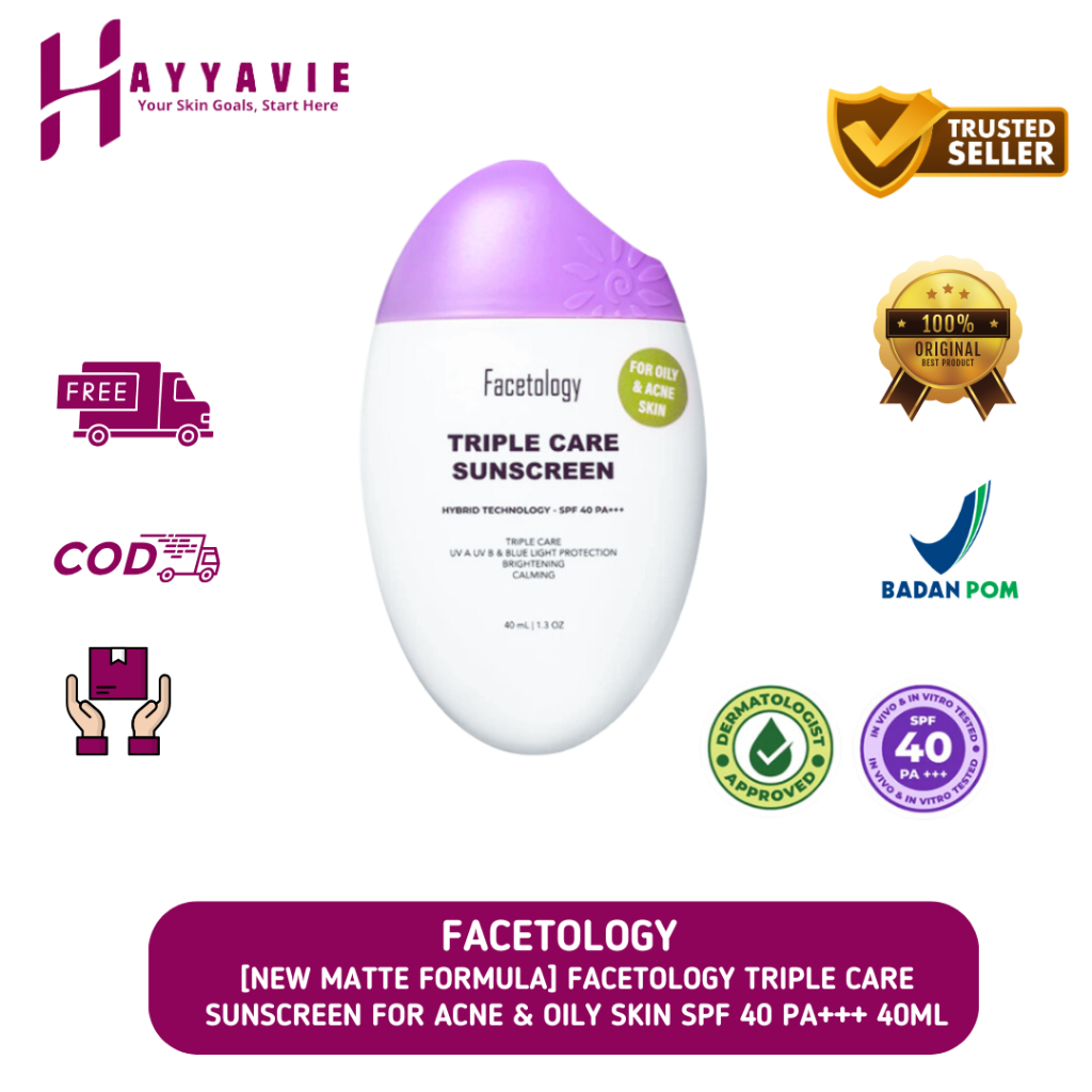 Jual [New Matte Formula] [Original] Facetology Triple Care Sunscreen For Acne & Oily Skin SPF 40 ...