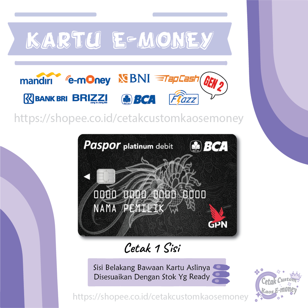 Jual KARTU E MONEY E TOLL KARTU GPN BCA PLATINUM BLACK CREDIT CARD ...
