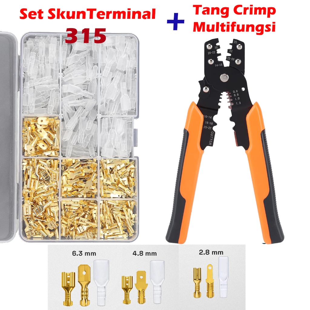 Jual SET TERMINAL SKUN Isi 315Pcs Tang Potong & Kupas Kabel 4in1 Tang ...