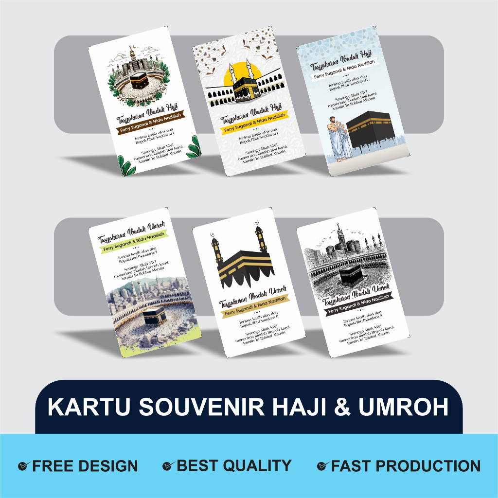 Jual Cetak Kartu Ucapan umroh dan Haji | Cetak Kartu Bingkisan Souvenir ...