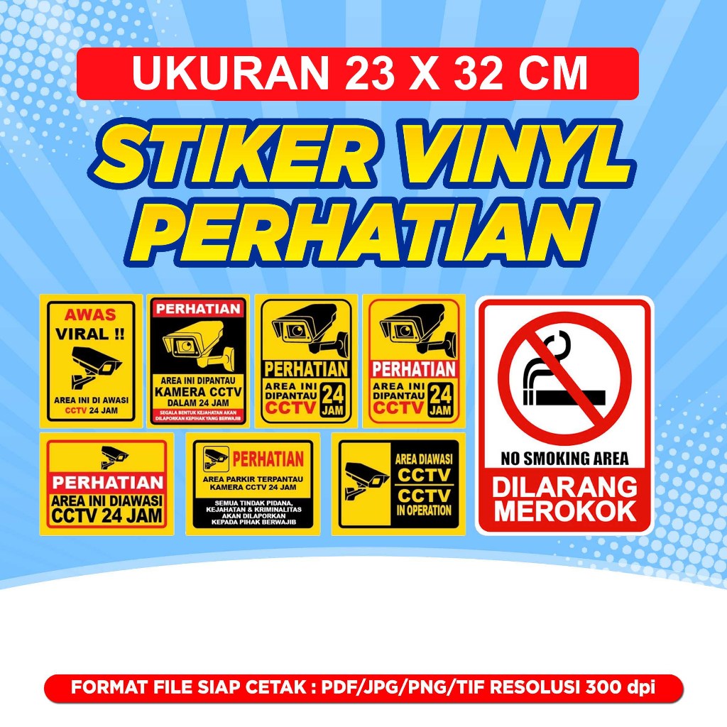 Jual Stiker pengawasan CCTV, Stiker CCTV, Stiker Peringatan CCTV ...