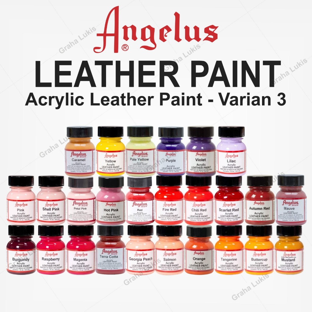 Jual Angelus Acrylic Leather Paints 1oz - Varian 3 PINK / RED / YELLOW ...