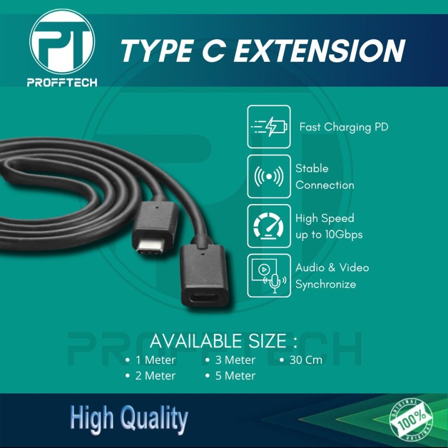 Jual Kabel Type C Extension Usb-C 3.1 Extension Cable Type C Usb-C 3.1 ...