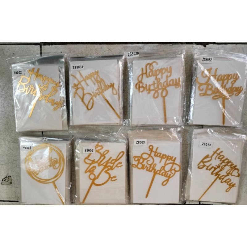 Jual TOPPER ACRILIC HBD & ANNIVERSARRY GOLD RANDOM | Shopee Indonesia