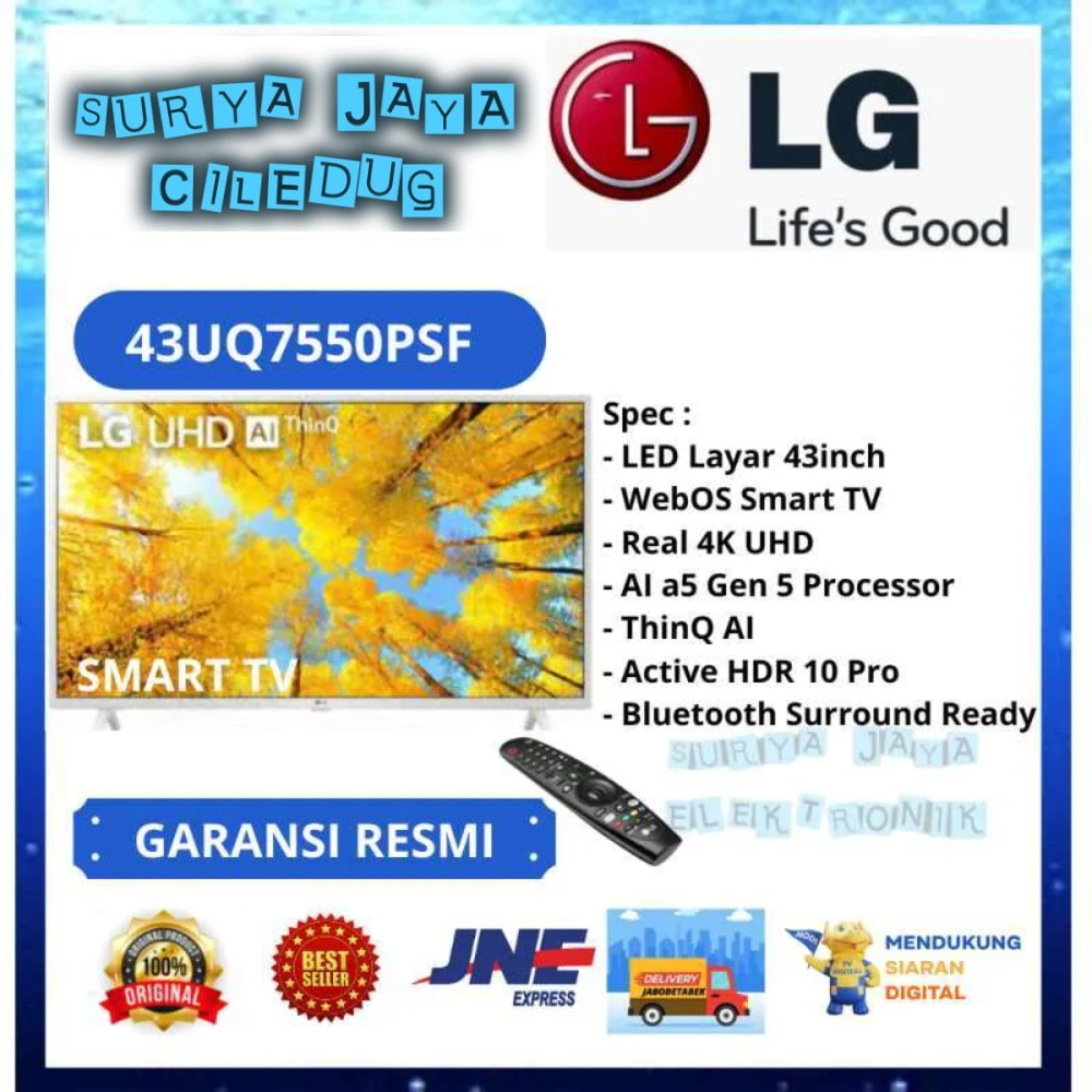 Jual LG LED TV LG 43UQ7550PSF 43" SMART TV 4K MAGIC REMOTE | Shopee ...