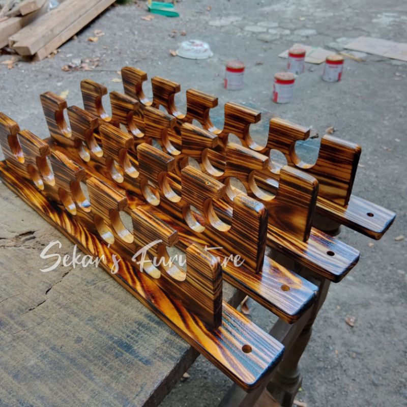 Jual Rak Joran Dinding Motif Bakar Kayu pinus Rak joran pancing dinding ...