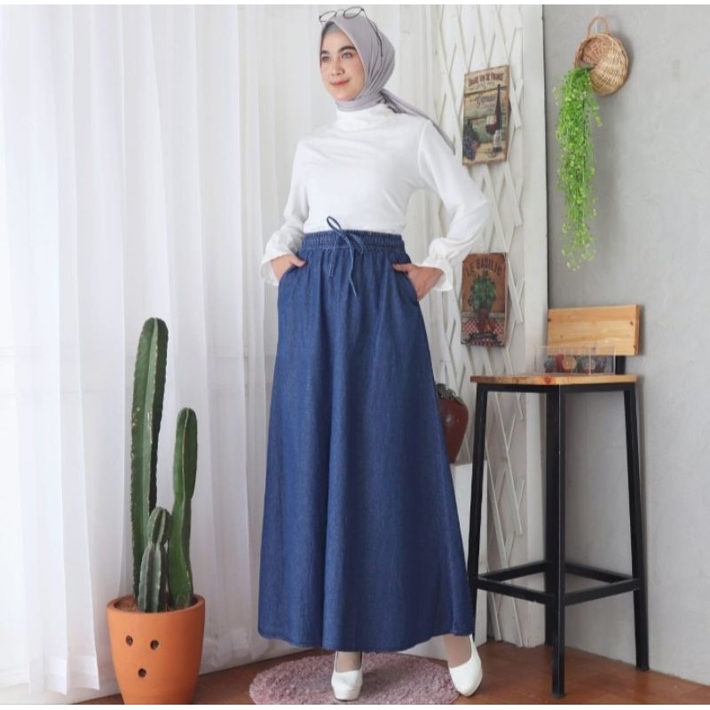 Jual ROK JEANS PANJANG POLOSAN. ROK JEANS JUMBO. ROK JEANS MODEL ...