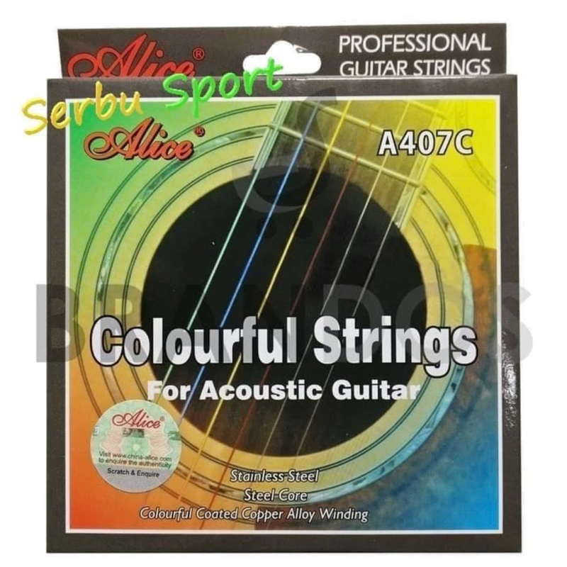 Jual SENAR GITAR ALICE COLOURFUL ACOUSTIC GITAR STRING SUPER LIGHT A ...
