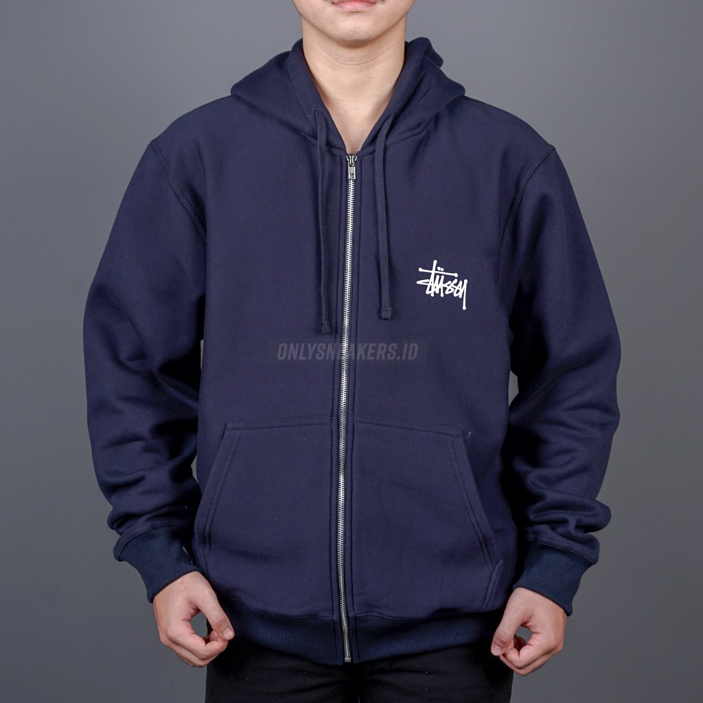 Jual STUSSY BASIC STUSSY ZIP NAVY HOODIE | Shopee Indonesia