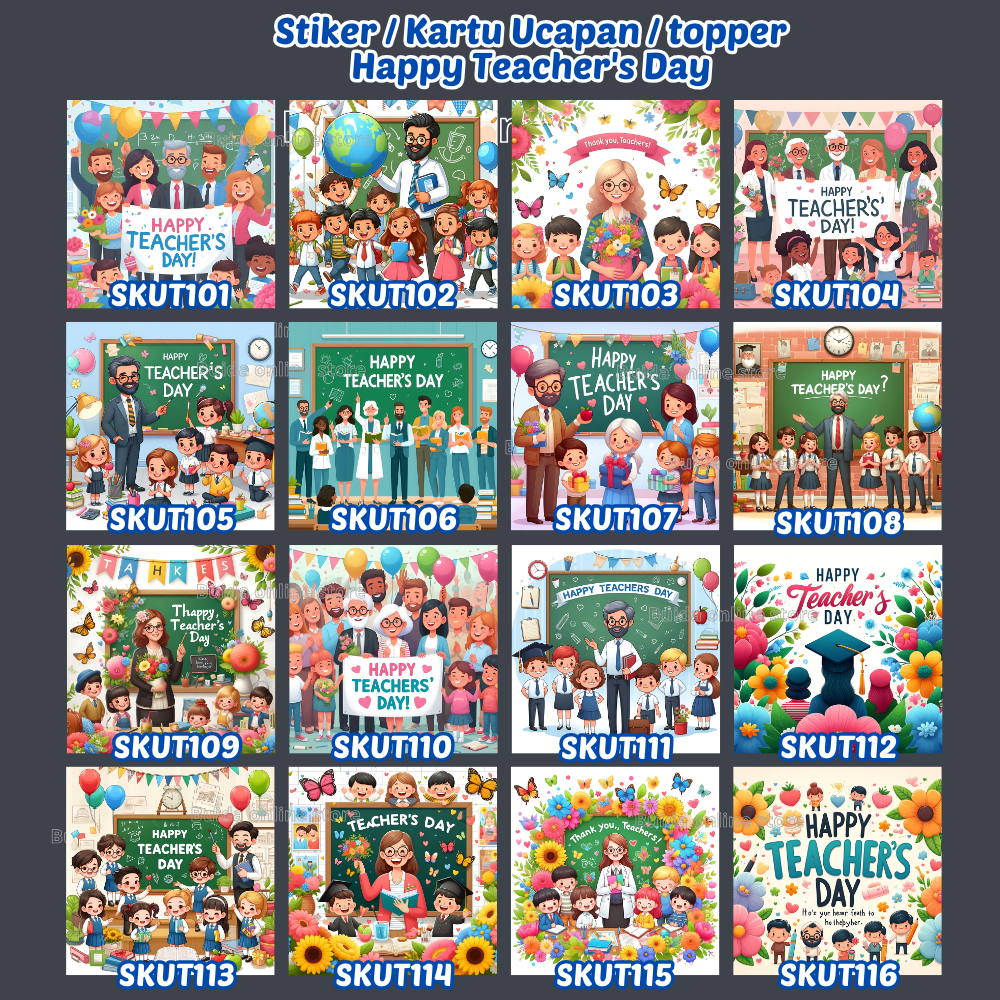 Jual Sticker Label Stiker Selamat Hari Guru Happy Teachers Day Kartu ...