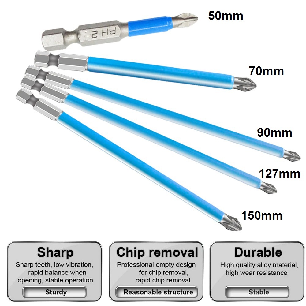 Jual 5pcs set Mata bor PLUS(+) PH2 Magnet panjang beragam (50mm sd ...