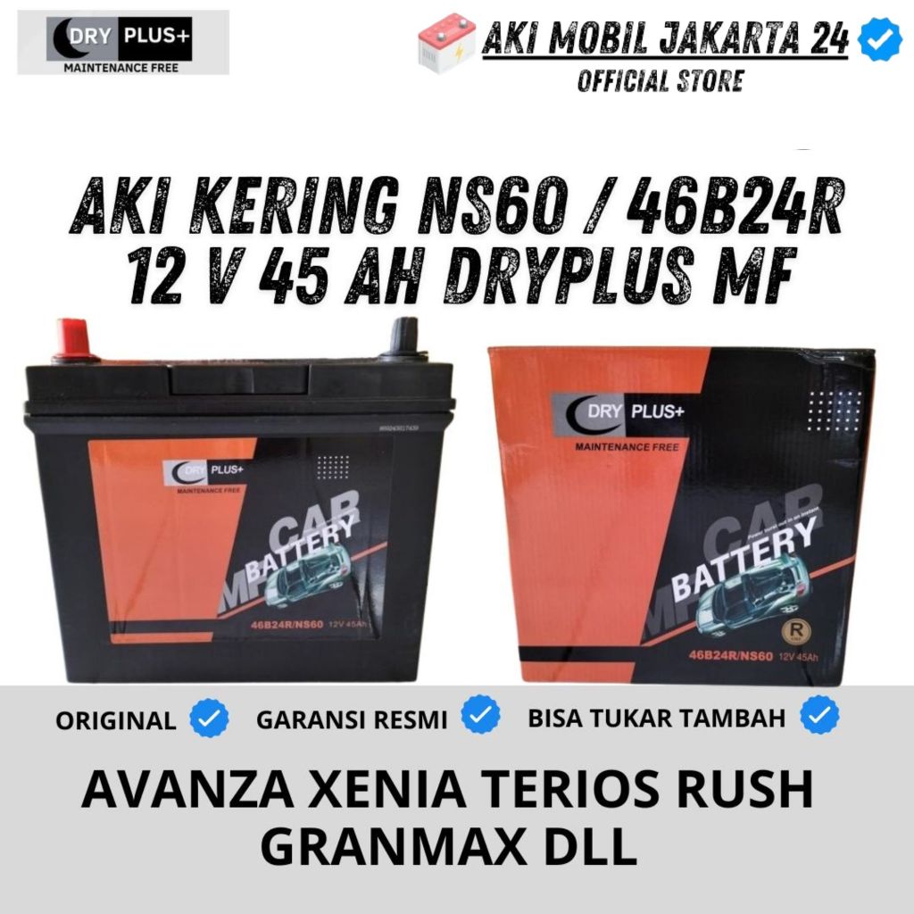 Jual Aki Mobil Toyota Rush NS60 / 46B24R DRYPLUS MF Aki Kering 12v / 45Ah | Shopee Indonesia