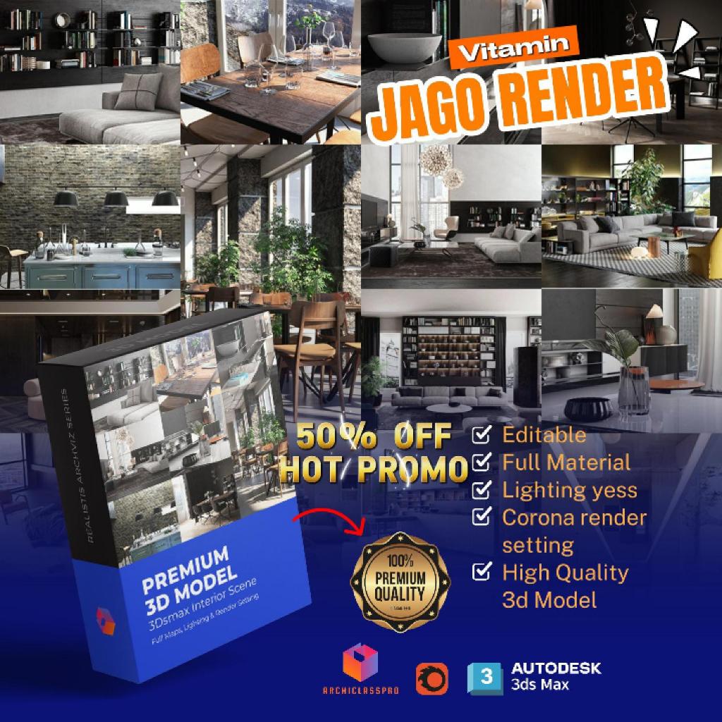 Jual Koleksi 3d Model Premium Realistik, interior 3dsmax Corona siap ...