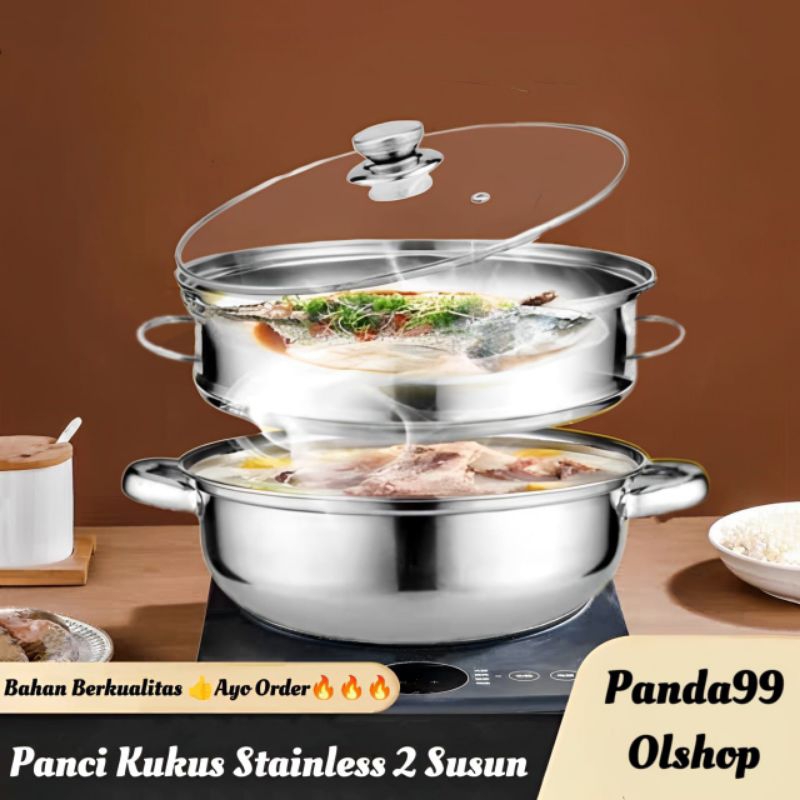 Jual Panci 2 Susun Besar Kukus Steamer Stainless 28cm / Kukusan Siomay ...