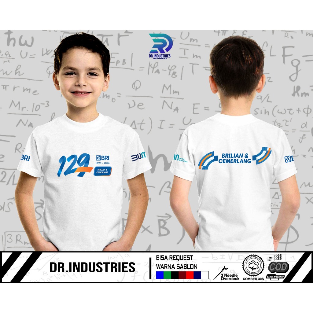 Jual Kaos Anak HUT BRI 129 Tahun Brilian & Cemerlang 2024 Bank Bri ...