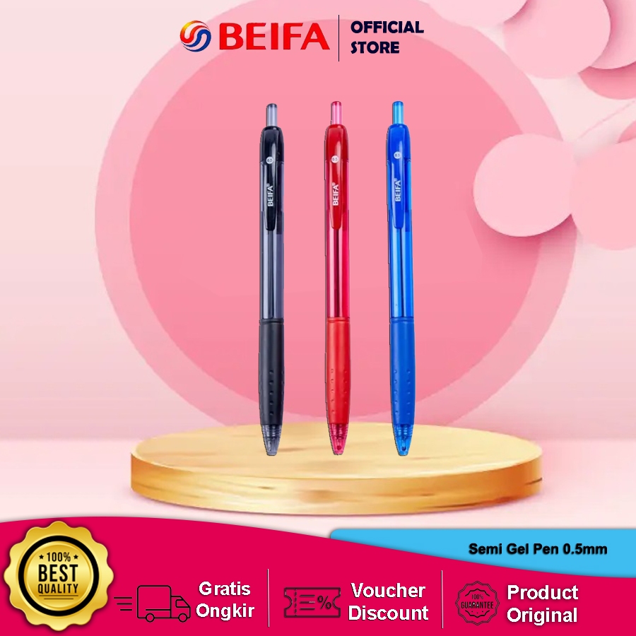 Jual Beifa Semi Gel Pen TB610 – 12 Pcs - Tinta Hitam/Biru, Pulpen 0.5mm ...