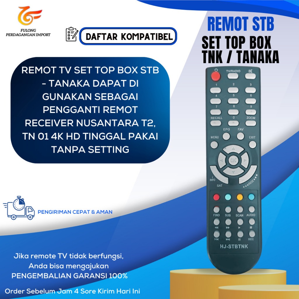 Jual Remote remote Set Top Box DVB T2 TANAKA STB-TNK Nusantara HD ...
