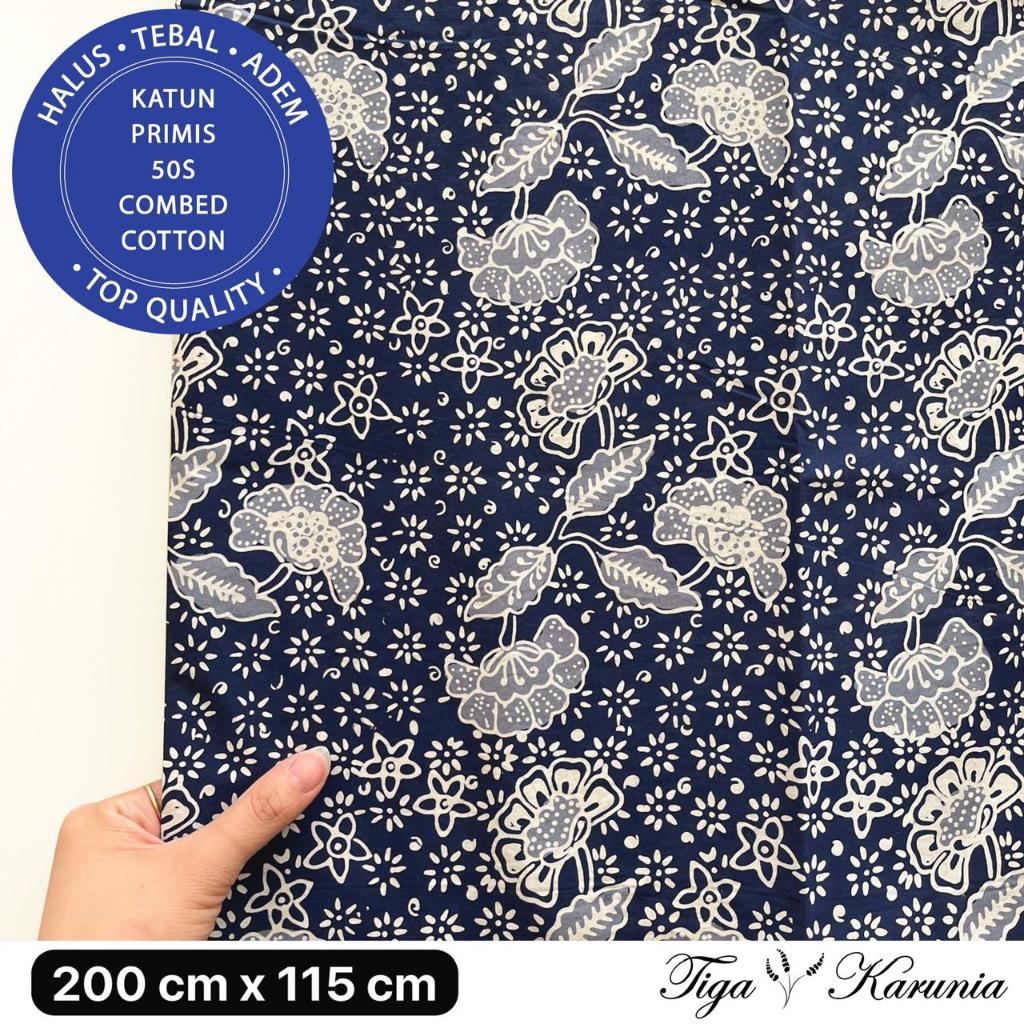 Jual Kain Batik Cap Premium Solo Truntum Bunga Navy Grey KATUN PRIMIS ...