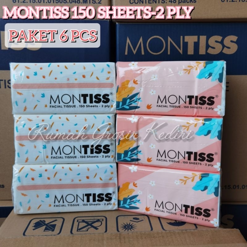 Jual PAKET 6 PCS Montiss 150 sheets 2 ply Facial Tisu Lembut Dan Halus ...