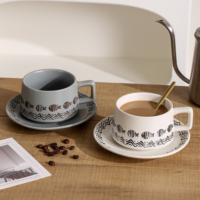 Jual Ceramic Coffee Cup with Plate Milk Cups Cangkir Keramik Kopi Latte ...