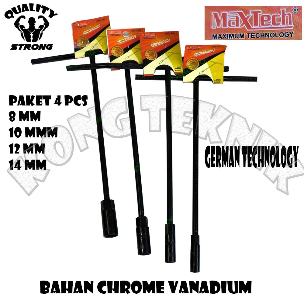 Jual KUNCI SOK T KUNCI T SOK SET PAKET 4 PCS / KONCI SOK T MAXTECH SETARA TEKIRO UKURAN 8-10-12 ...