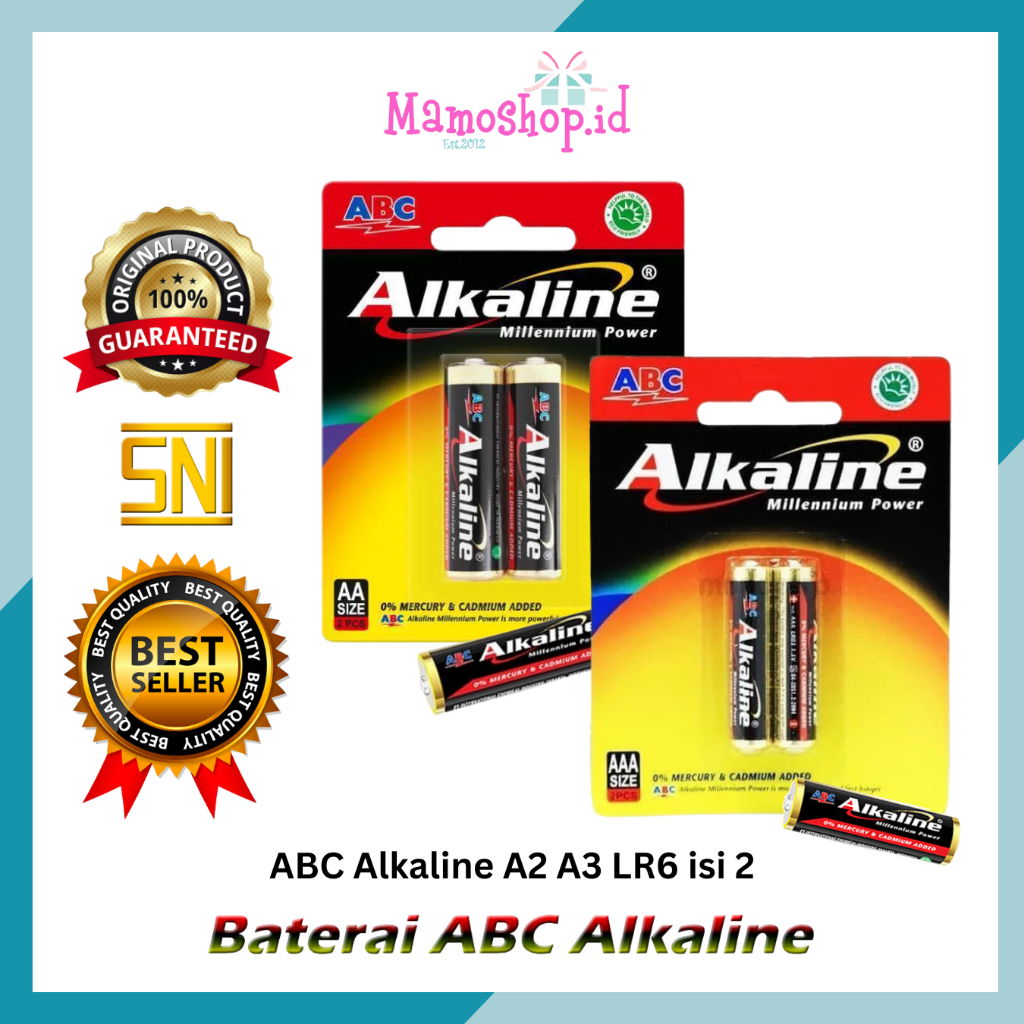 Jual Baterai ABC Alkaline AA AAA LR6 1 set isi 2 pcs | Shopee Indonesia