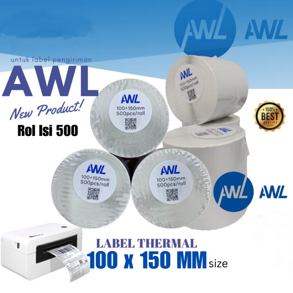 Jual AWL Label Thermal Sticker Kertas Resi 100x150mm 500pcs | Shopee Indonesia