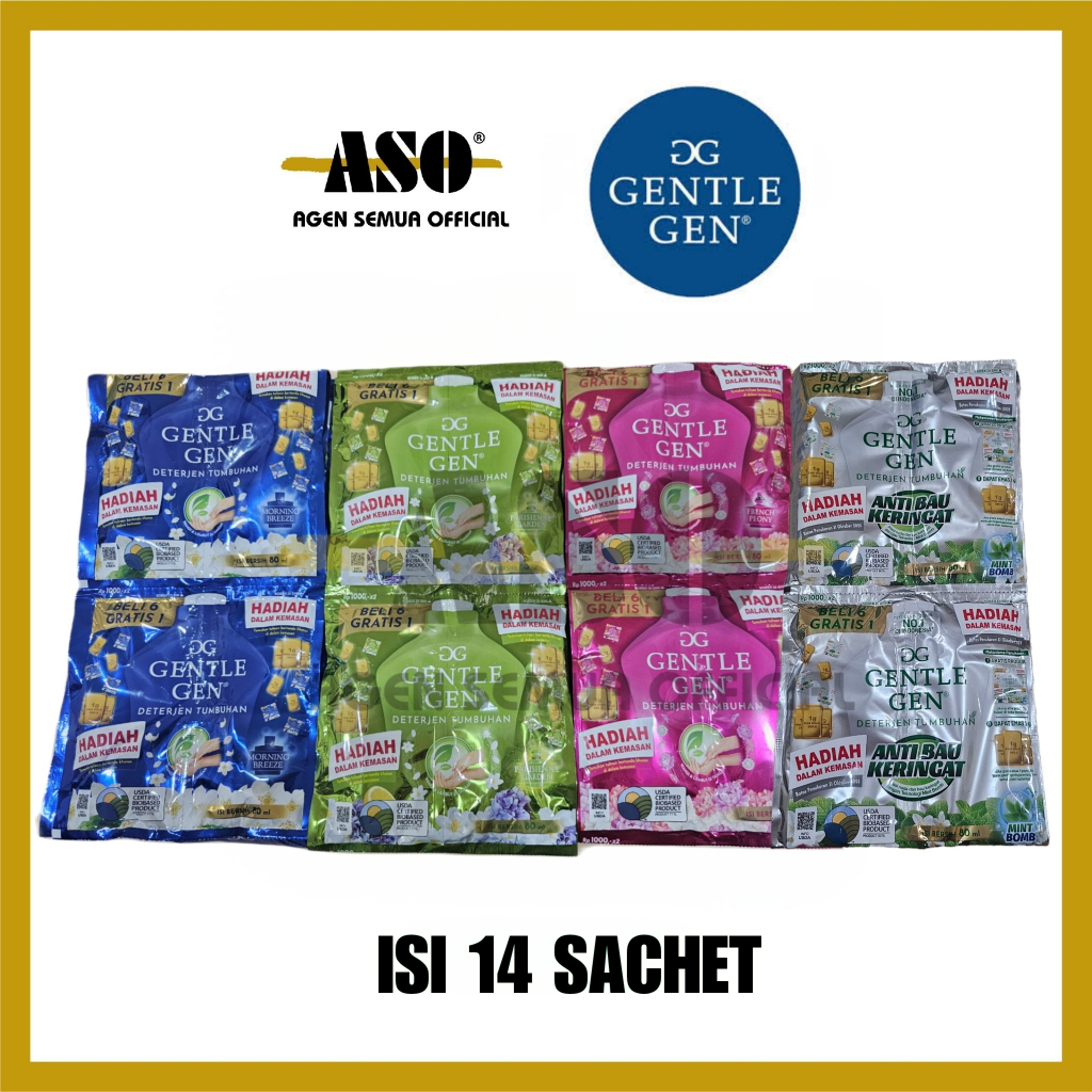 Jual GENTLE GEN Detergen Cair 80ml sabun cuci baju ( isi 14 sachet ...