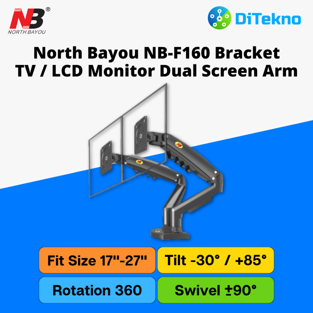 Jual North Bayou NB F160 Dual Screen Arm Bracket TV LCD Monitor 17 sd ...