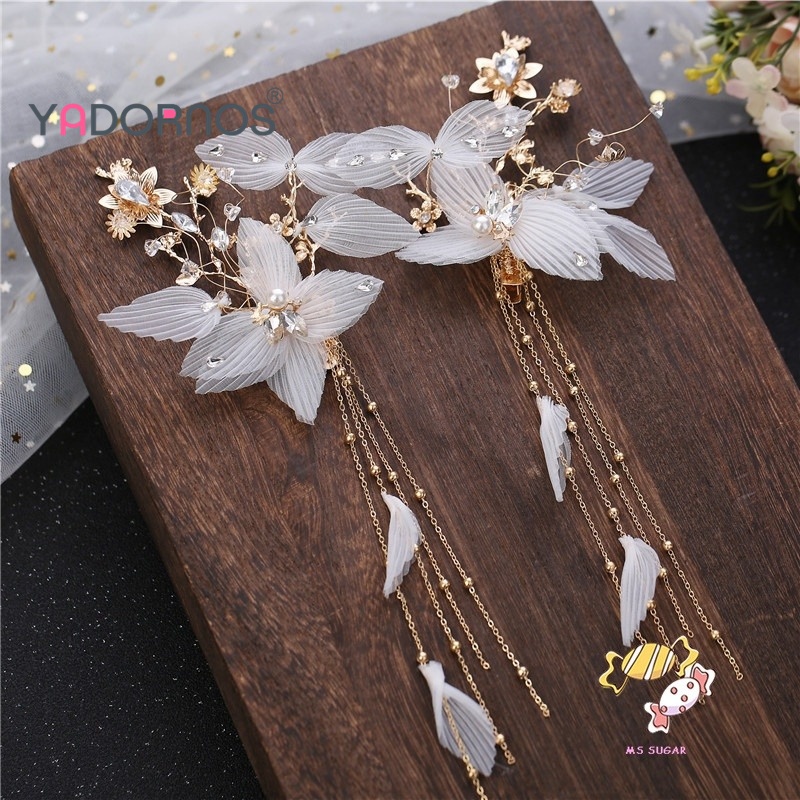Jual YADORNOS Jepit Rambut Mutiara Kristal Jaring Sisir Hiasan Kepala ...