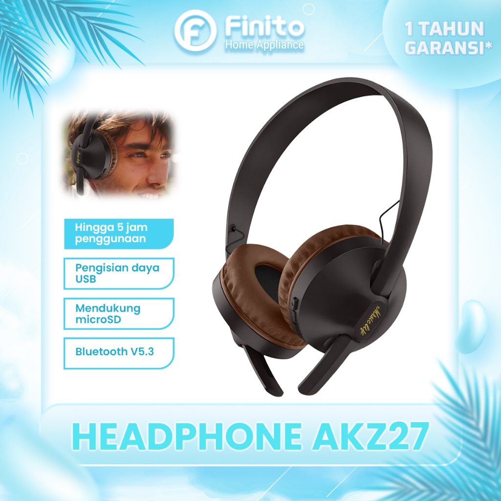 Jual FINITO Bluetooth Headphone Headset Bluetooth Wireless Headphones HiFi Stereo AKZ 27 ...
