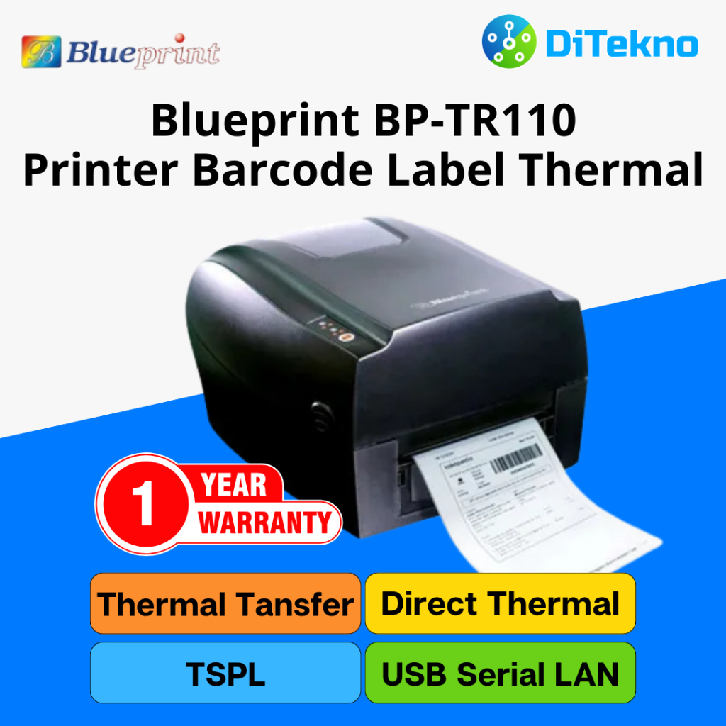 Jual Blueprint BP TR110 USB LAN Printer Resi Barcode Label Thermal ...