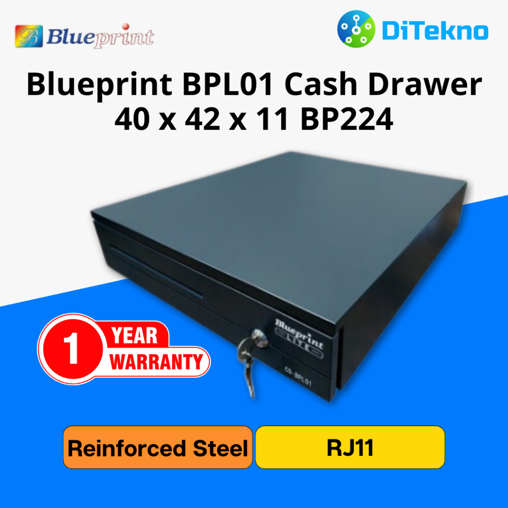 Jual Blueprint Cash Drawer BPL01 40x42 x11 Rj 11 Mesin Kasir Hitam ...