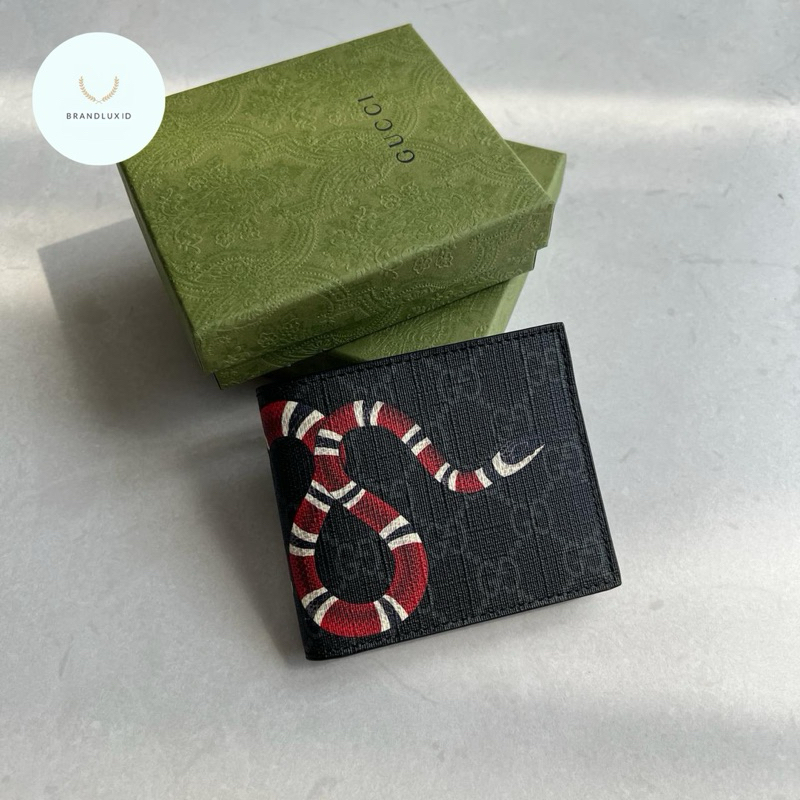 Jual Gucci kingsnake bifold wallet in black 8cc+2bill compartments ...