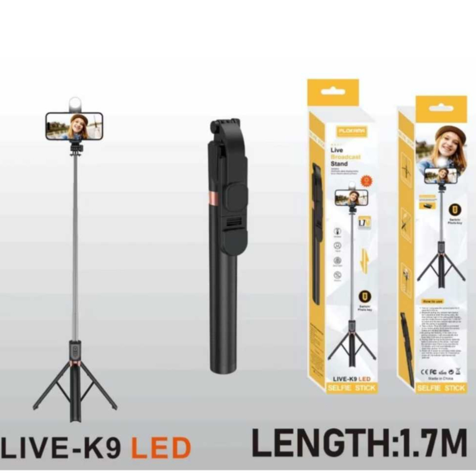 Jual Tripod Tongsis Bluetooth Remote 4 IN 1 K9 LED Panjang 170cm Selfie ...