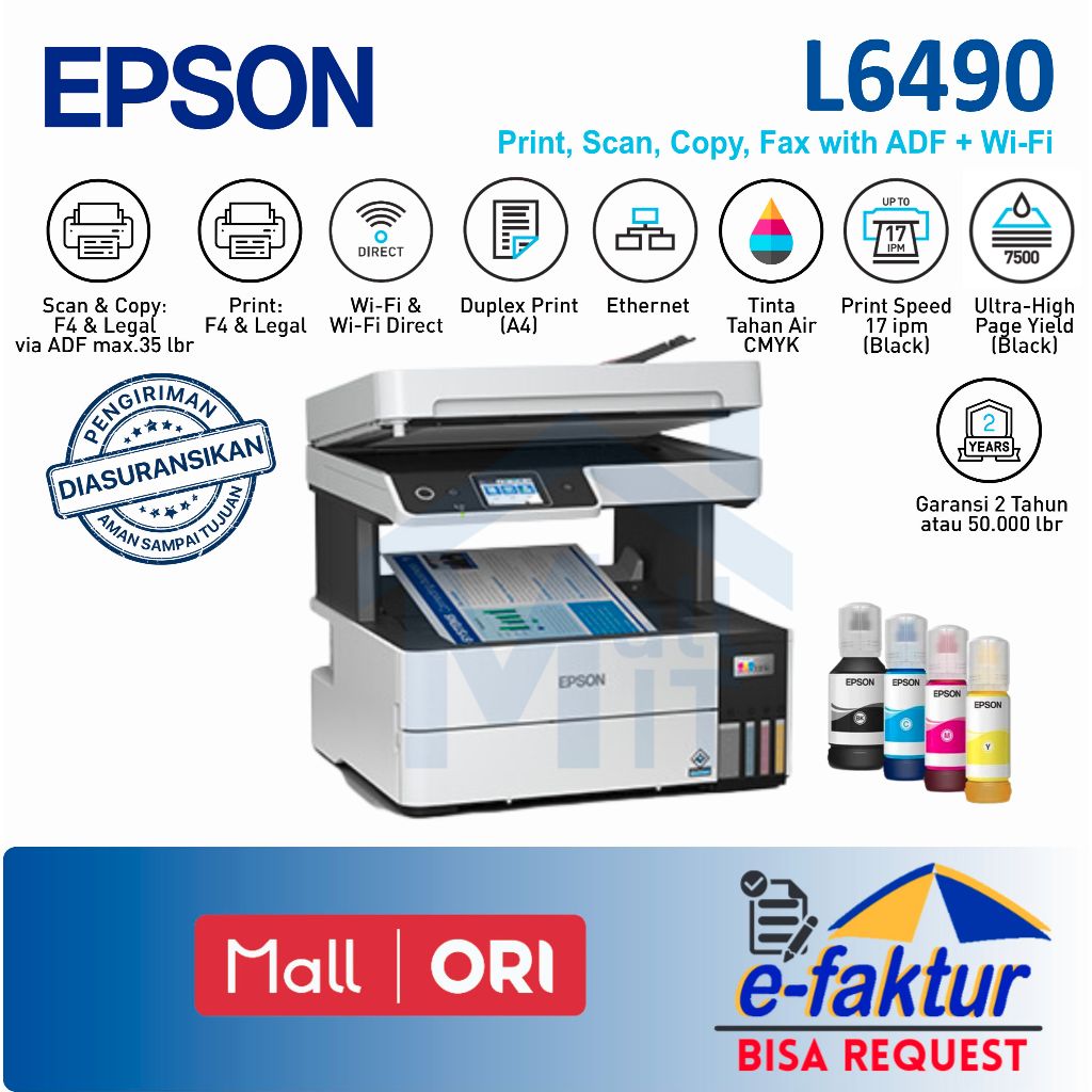 Jual MALLIT EPSON Printer Epson L6490 L 6490 L-6490 Duplex Print Wifi ...