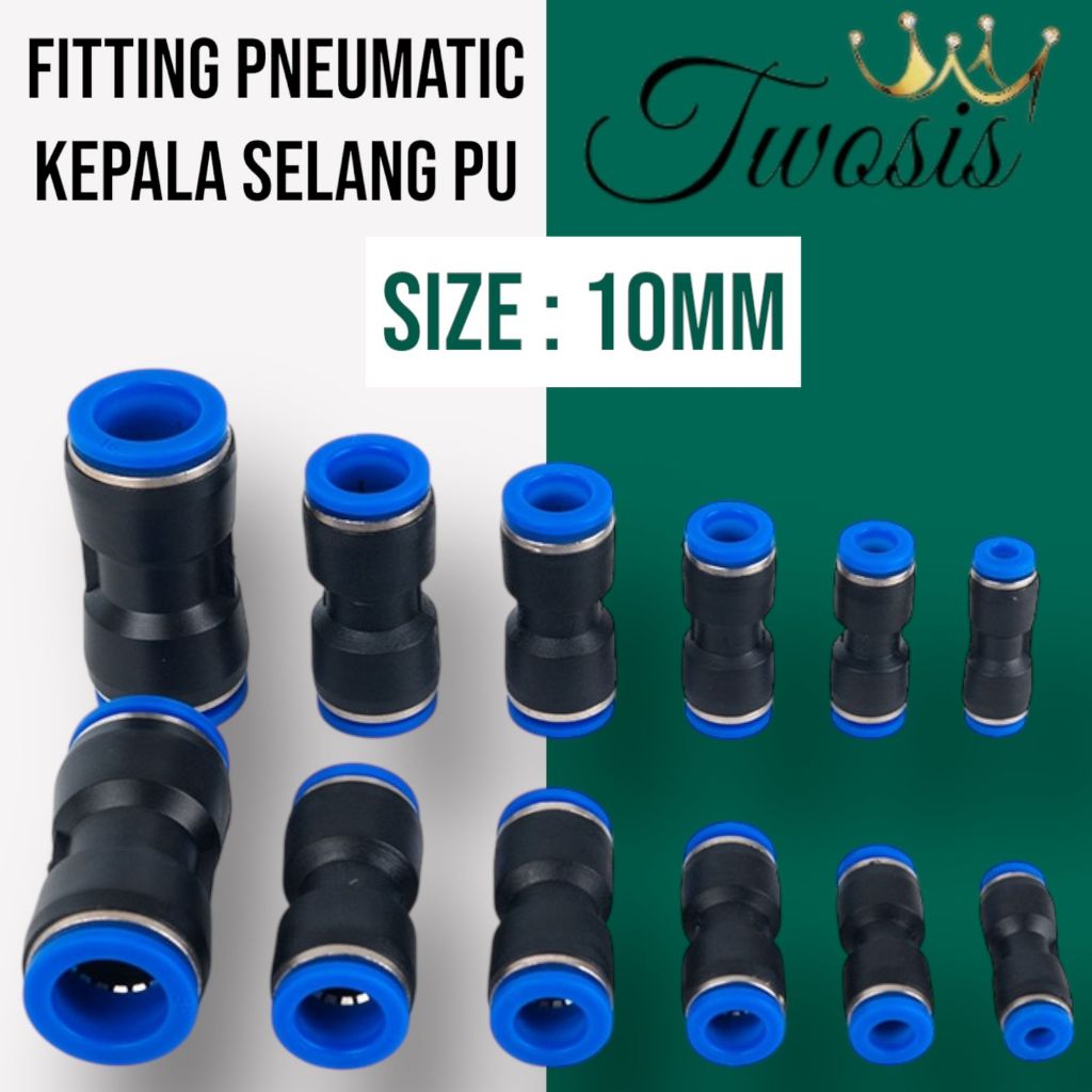 Jual itting pu 10mm/fitting pneumatic 10mm/fitting selang angin pu ...