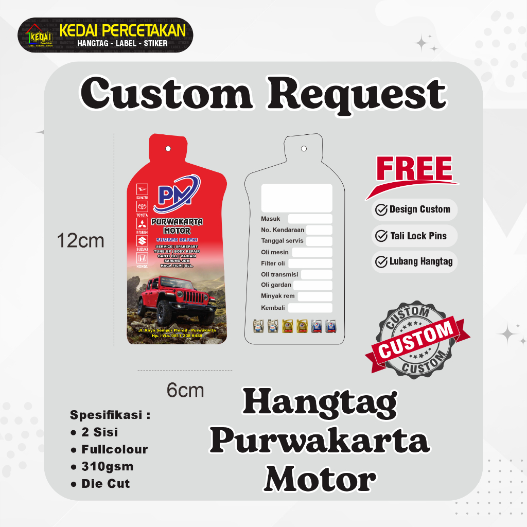 Jual HANGTAG PURWAKARTA MOTOR hantag aksesoris handtag Souvenir hangtag ...